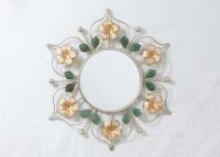 China Wrought Frame Decorative Framed Metal Flower Mirror for sale