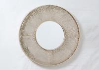 China Round Rose Gold Painting Metal Wall Art Mirror for sale