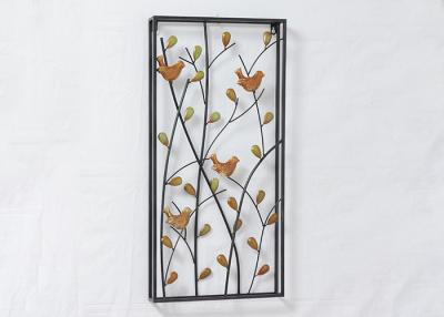 China Home Garden Birds In Tree Framed Metal Tree Wall Art for sale