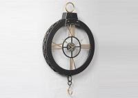 China Industrial 3D Ring Hanging Oversized Black Metal Wall Clock for sale