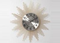 China Office Decorative Gold Sun Circular Metal Wall Art Clock for sale