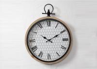 China Metal Ring Classical Handcrafted Round Wooden Wall Clock for sale