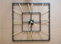 China Square Vintage Black Gold Silent Metal Wall Art Clock for sale