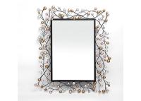 China Large Size Floral Rectangle Wrought Iron Mirror Wall Decor For Home Decoration for sale