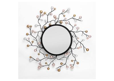 China Beautiful Floral Sunshine Shape Gold Silver Black Metal  Mirror Wall Art for sale