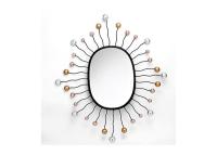 China Oval Shaped Mirror Wall Decor Black Metal Frame Dotted With Gold And Silver Color for sale