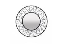 China Black Round Frame Leaves Dotted With Gold Design Mirrored Metal Wall Art For Outdoor Indoor for sale