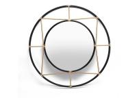 China Home Collection Accent Black And Gold Round Metal Framed Mirror Decorative Wall Mirror for sale
