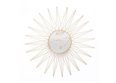 China Hanging  Sunburst Vintage Bird Metal Wall Art Mirror for sale