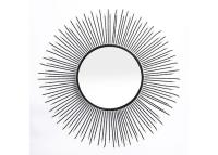 China Metal Round Sunburst Wall Mirror Black Frame Dotted With Gold Color For Wall Decoration for sale
