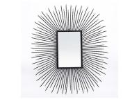 China Metal Square Sunburst Wall Mirror Black Frame Dotted With Gold Color For Wall Decoration for sale