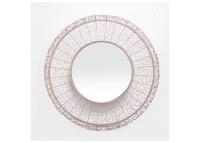 China Modern Home Decor Round Mirrored Wall Art Rose Gold Hollowed-out Metal Frame for sale