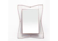 China Modern Home Decor Rectangle Mirrored Wall Art Rose Gold Hollowed-out Metal Frame for sale
