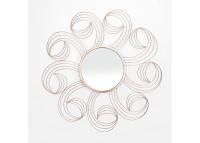 China Sunflower Shape Metal Wall Art Mirror Floral Mirror Rose Gold Color For Wall for sale