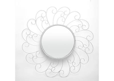 China Sunflower Shape Metal Wall Art Mirror Floral Mirror Silver Color For Wall for sale