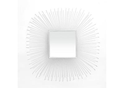 China Square Sunburst Wall Art Mirror Silver Layered Metal Frame Mirrored Wall Decor for sale