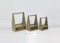 China 3 Sets Hand Made Bamboo Vintage Wooden Crate Basket for sale