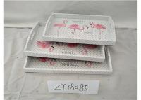 China Flower Theme Floral PU Surface Wooden Food Tray for sale