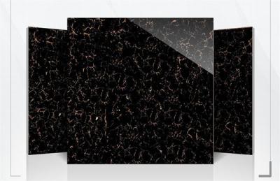 China Square Shiny Porcelain Floor Tiles 600*600mm Black Gold Rose Polished for sale