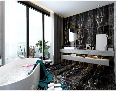 China Modern Polished Porcelain Floor Tiles Black White For Living Room for sale