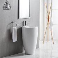 China Ceramic Bathroom Sanitary Ware Pedestal Basin Cylindrical Freestanding Sink for sale