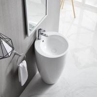 China Ceramic Bathroom Sanitary Ware Pedestal Basin Cylindrical Freestanding Sink for sale