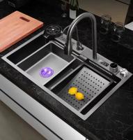 China 304 Stainless Steel Utility Sink Digital Waterfall Kitchen Sink for sale