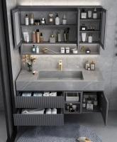 China Modern Bathroom Vanity Sink Cabinet Solid Wood Furniture Double Cabinet for sale