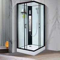 China Black Frame Steam Shower Cubicle Glass Cabin With 15cm Shower Tray for sale