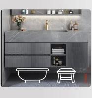 China Double Bathroom Vanity Sink Cabinet Solid Wood Furniture Modern Style for sale