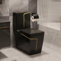 China Egg Shape Bathroom Sanitary Ware S Trap One Piece Black Bathroom Toilet for sale