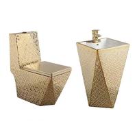 China Golden Hotel Bathroom Sanitary Ware With Pedestal Basin Sink Wall Hung Toilet for sale