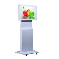 China Rotating Metal White Touch Screen Computer Kiosk , Movable Wheels Self Service Kiosk for sale