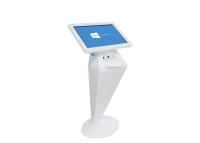 China Customized 22 Inch Floor Stand White Color Touch Screen Interactive Kiosk For Hotel for sale