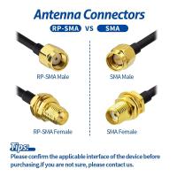 China 50 Feet WiFi Antenna Extension Cable Coaxial RP-SMA Male to RP-SMA Female Bulkhead Mount Double Shielded & Low Loss for sale