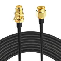 China 50 Feet WiFi Antenna Extension Cable Coaxial RP-SMA Male to RP-SMA Female Bulkhead Mount Double Shielded & Low Loss for sale