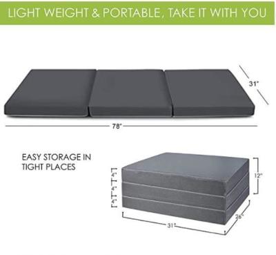 China Tri Fold POE Mattress With Removable Cover Lightweight Portable for sale