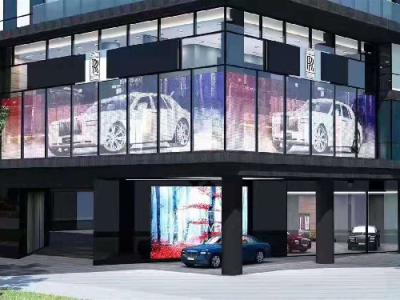 China P3.91 Outdoor Transparent LED Mesh Screen Display Curtain Window Glass TV Panel for sale