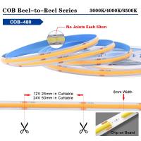 China COB LED Strip Light 480LEDs CRI 90+ Uniform Glow Dotless Not Waterproof IP20 Flexible for sale