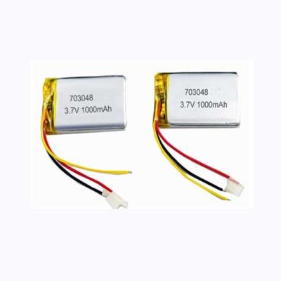 China 3.7V 1000mAh Li Polymer Rechargeable Square Battery 703048  For Wireless RC GPS for sale