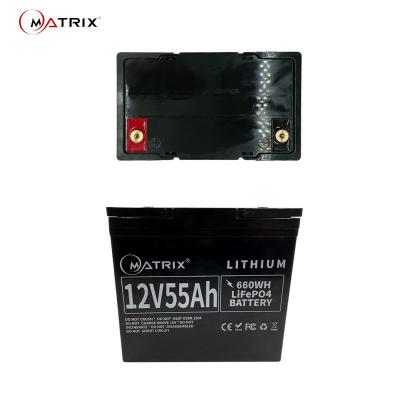 China Matrix 12V 55Ah LiFePO4 Lithium Battery with Built-In BMS for Marine RV Solar for sale