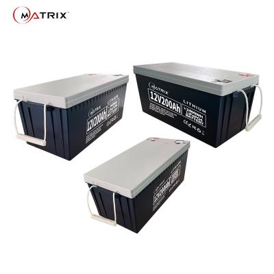 China Matrix 12V 200Ah LiFePO4 Rechargeable Battery Pack for RV Solar Marine UPS for sale