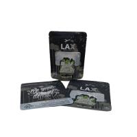 China Black Standing Mylar weed Bags Three Side Seal With Open Window for sale
