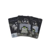 China Black Standing Mylar weed Bags Three Side Seal With Open Window for sale