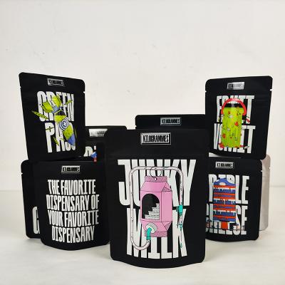 China Custom Logo Aluminum Foil Mylar Bag Reusable ziplockk Food Smell Proof Stand Up Pouch for sale