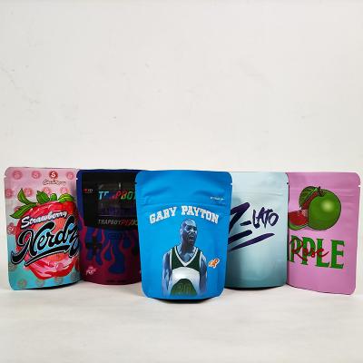 China Mini Square Custom Aluminum Foil Mylar weed Bags Smell Proof 3.5g Plastic Pouch for sale