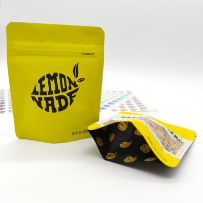 China Customized Print Zipper Packaging Pouch Yellow Stand Up Bags With Tear Notch for sale