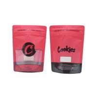 China Logo Printing Resealable Mylar ziplockk Bags Pink Color 3.5g With Clear Window for sale