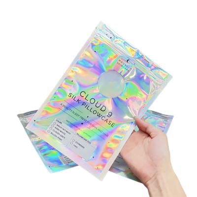 China Plastic Mylar Holographic Bags Three Side Seal Bag With Clear Window for sale