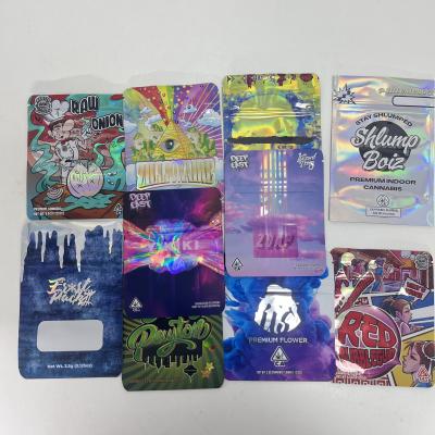 China Colorful Holographic Stand Up Pouch weed Weed Packaging Bags With Zipper for sale